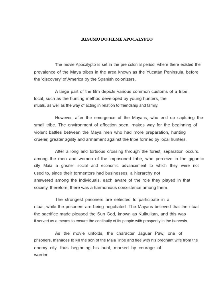 Summary of The Movie Apocalypto | PDF