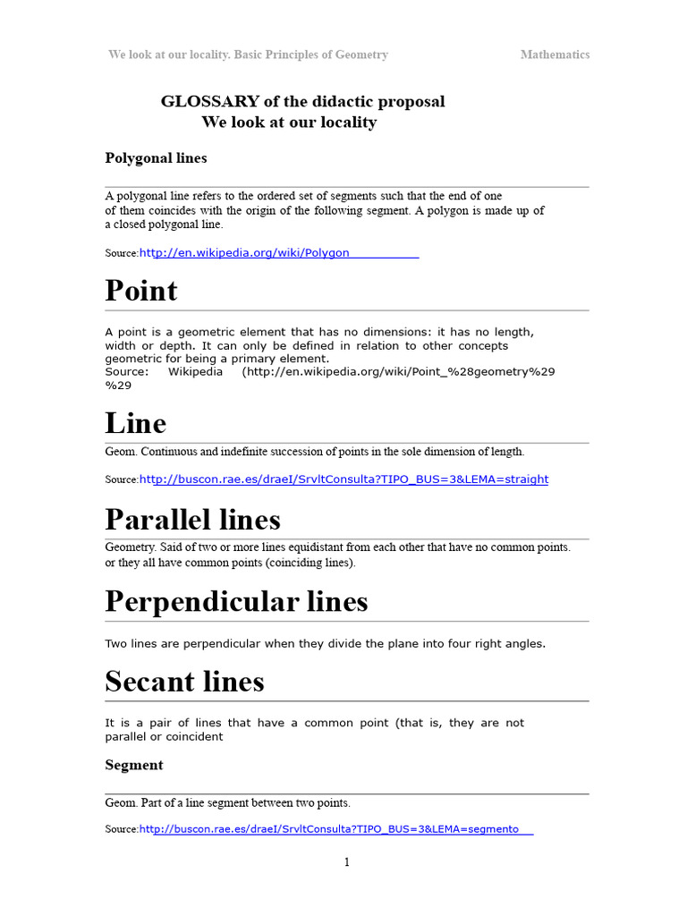 10624 Glossary Principles of Geometry | PDF