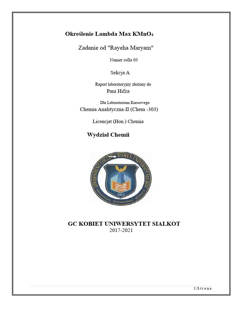 Lambda max KMnO4 | PDF
