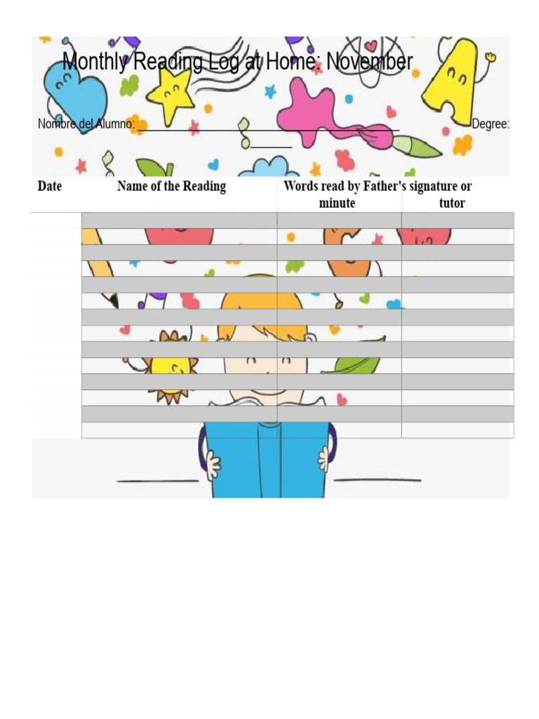 Monthly Home Reading Log | PDF
