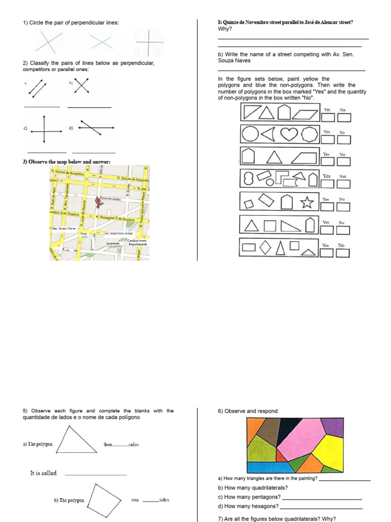 4th Grade Activity - Types of Lines and Polygons | PDF | Polygon ...