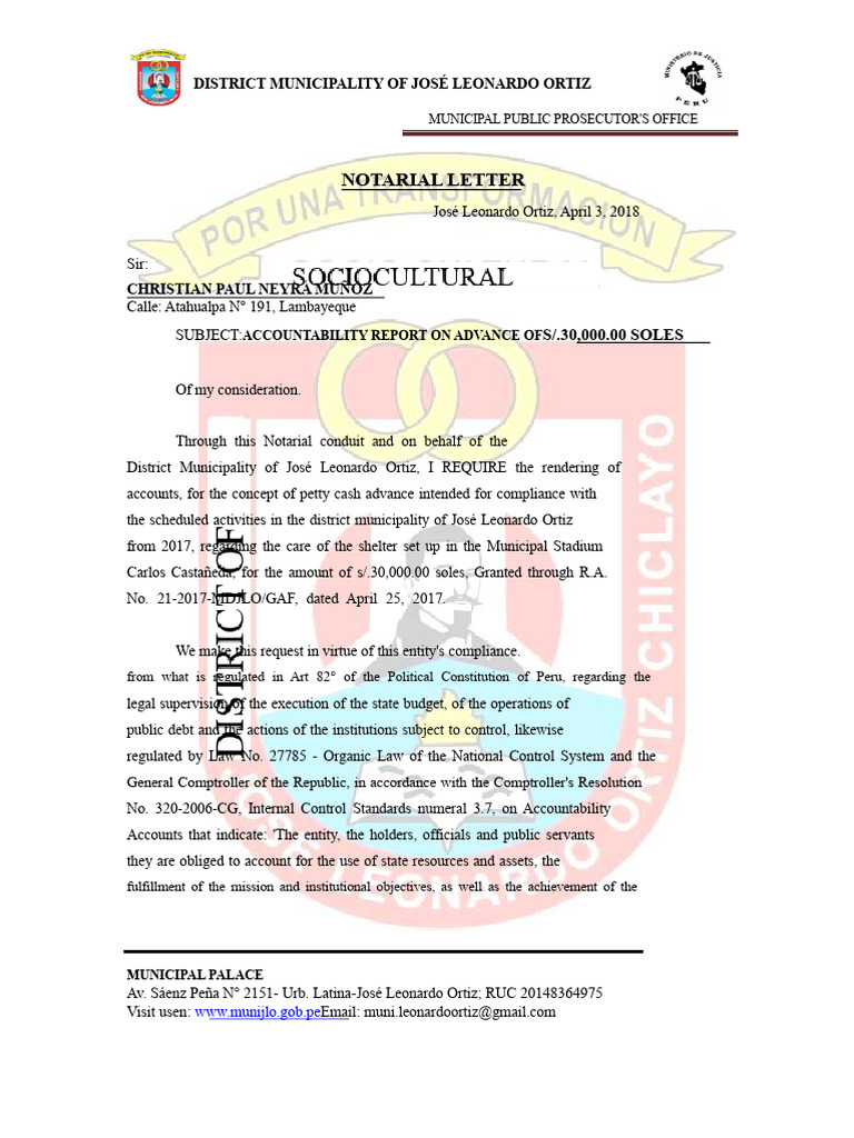 Notarial Letter Requesting Accountability | PDF
