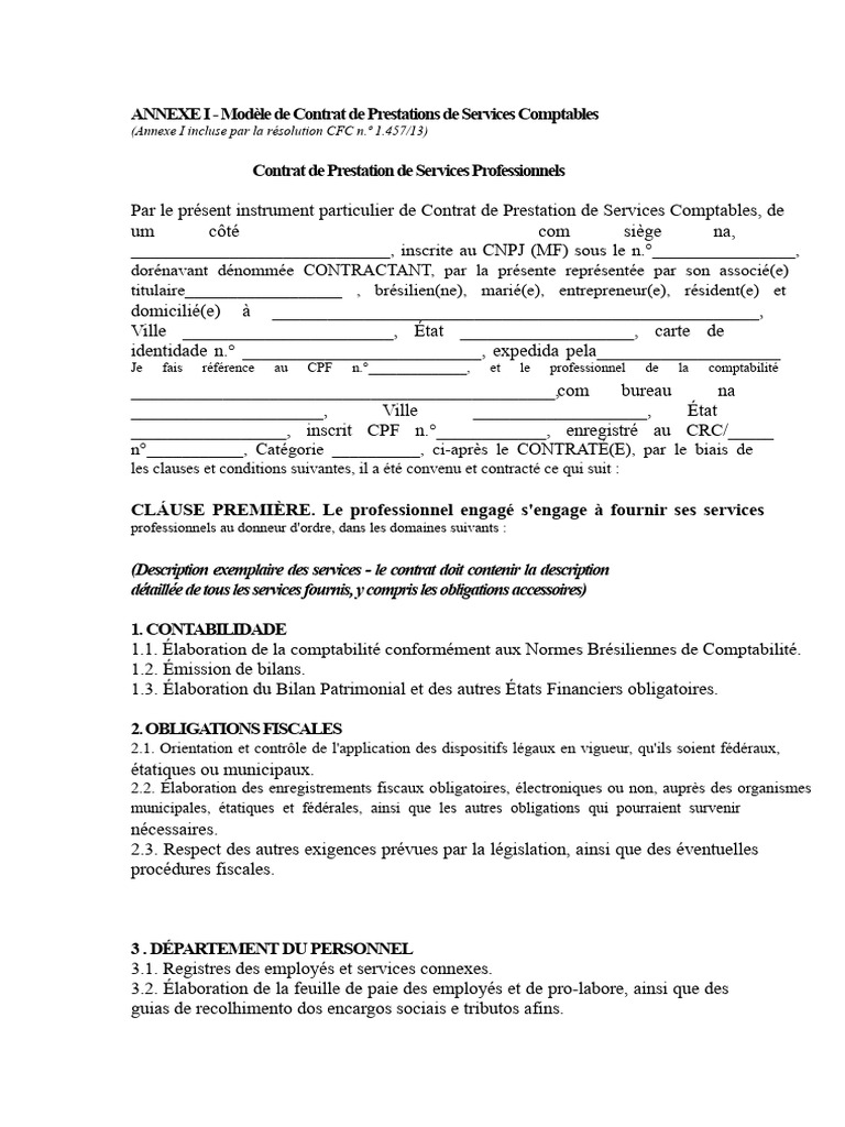 Contrat de Services Comptables Brésilien | PDF