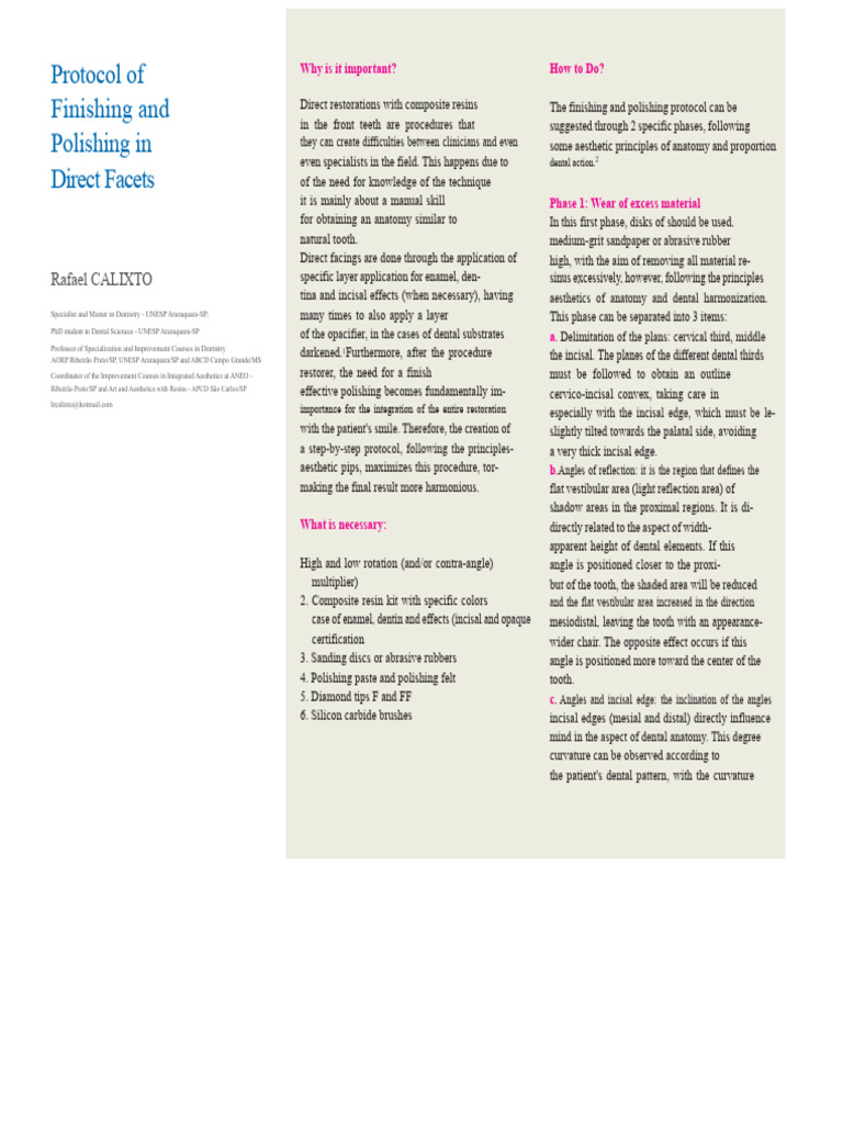 Finishing and Polishing Protocol in Direct Veneers.pdf | PDF | Dental ...