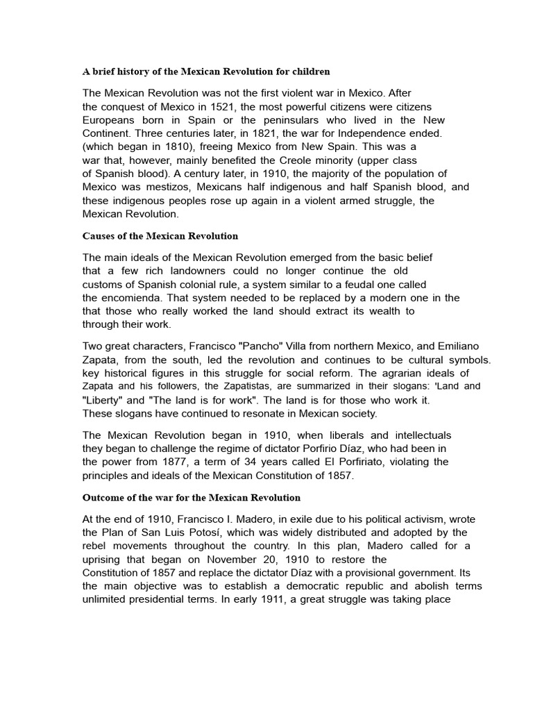 History of the Mexican Revolution for Kids | PDF | Mexican Revolution ...