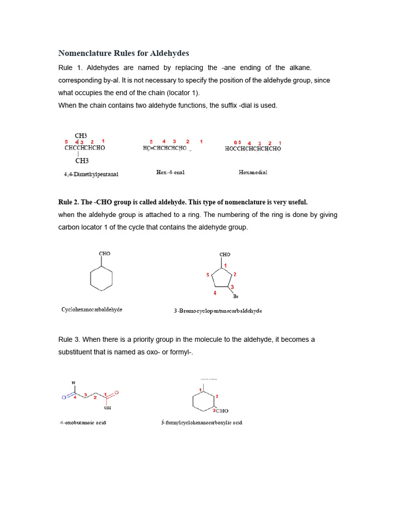 Nomenclature Rules for Organic Compounds | PDF | Aldehyde | Ester