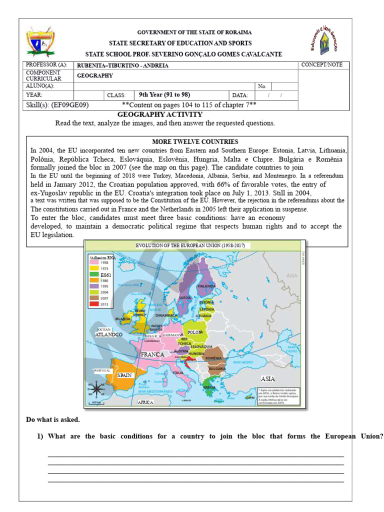 Geography Activity November 9 Year | PDF | European Union | Poverty