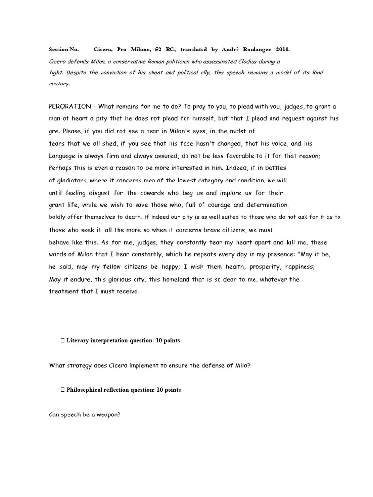 Cicero's Pro Milo | PDF