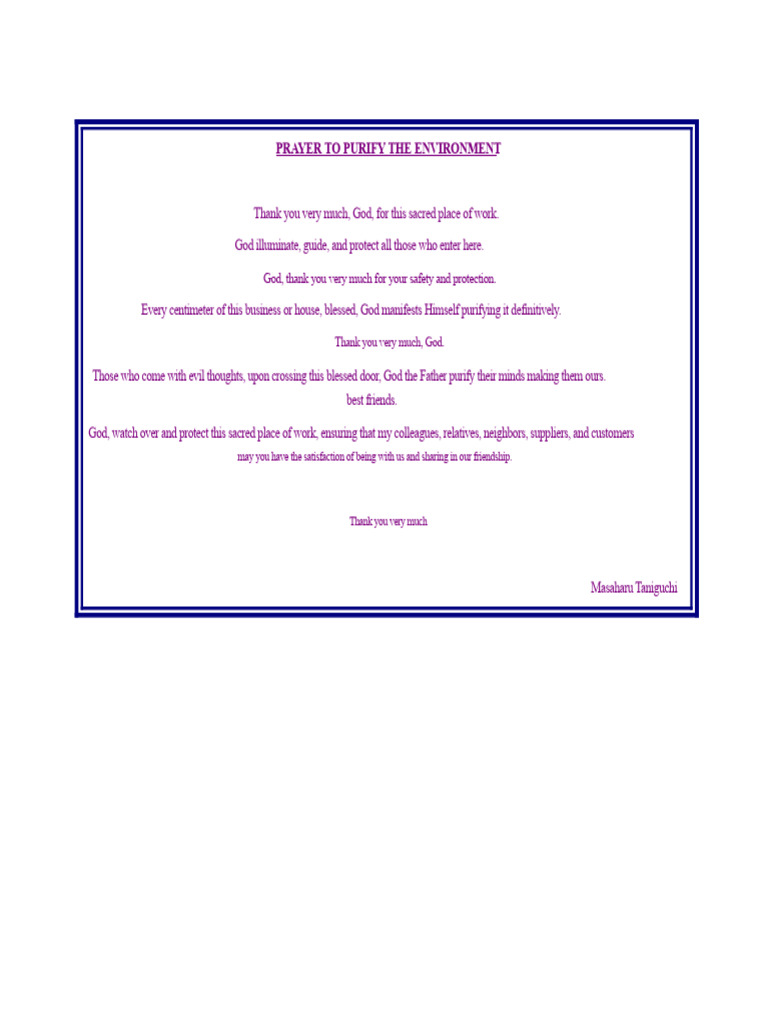 Prayer To Purify The Environment | PDF