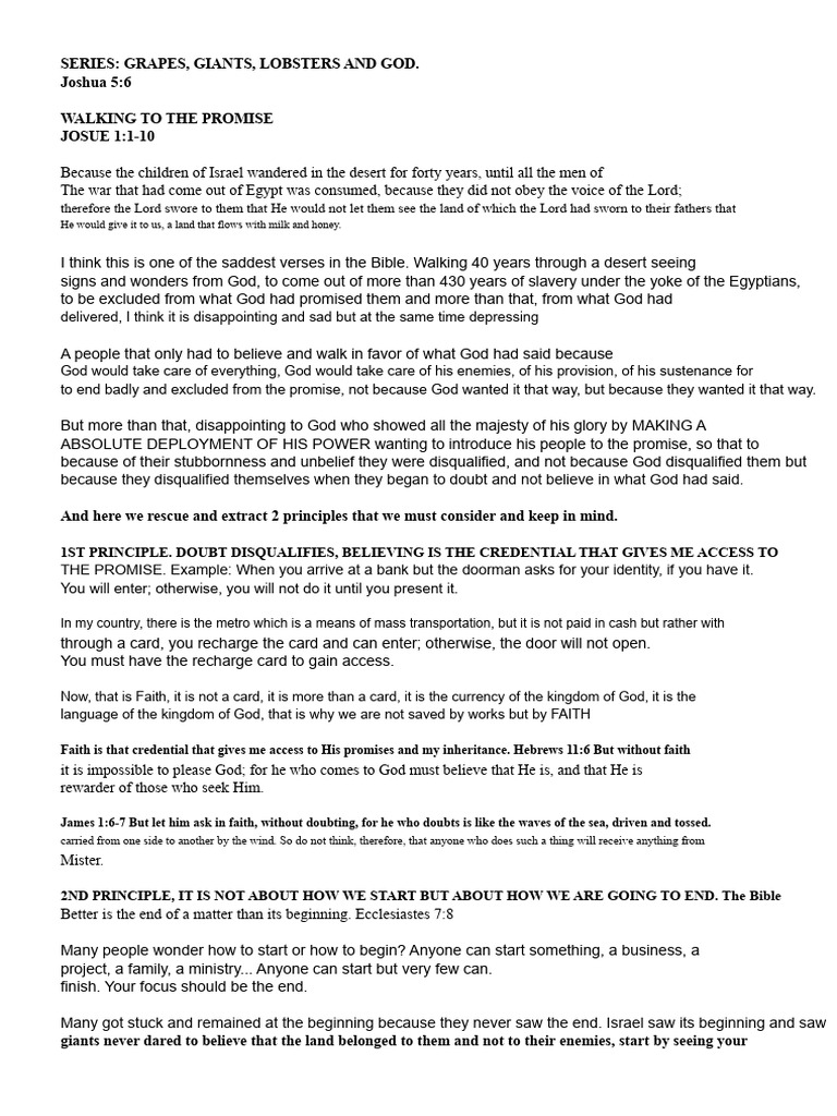 ROAD TO CANAAN - GRAPES, GIANTS, LOCUSTS AND GOD | PDF | Joshua ...