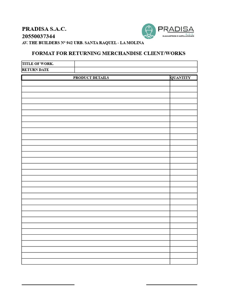 Merchandise Return Form Template | PDF
