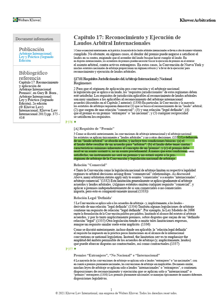 Gary Born capítulo 17 | PDF | Arbitraje | Estado (política)