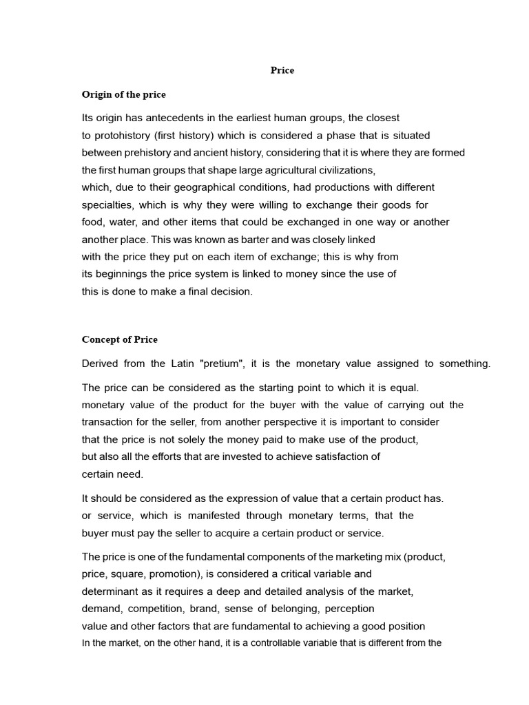 History of the Price | PDF | Pricing | Prices