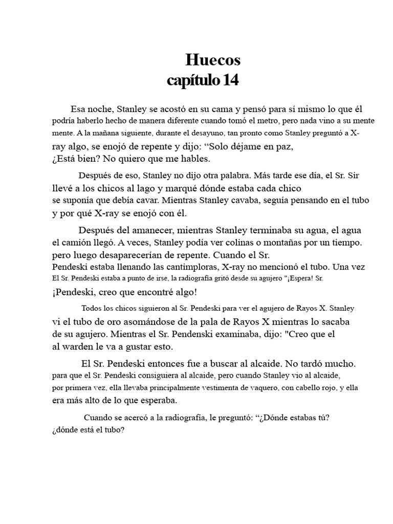 Resumen del capítulo 14 de "Holes" | PDF