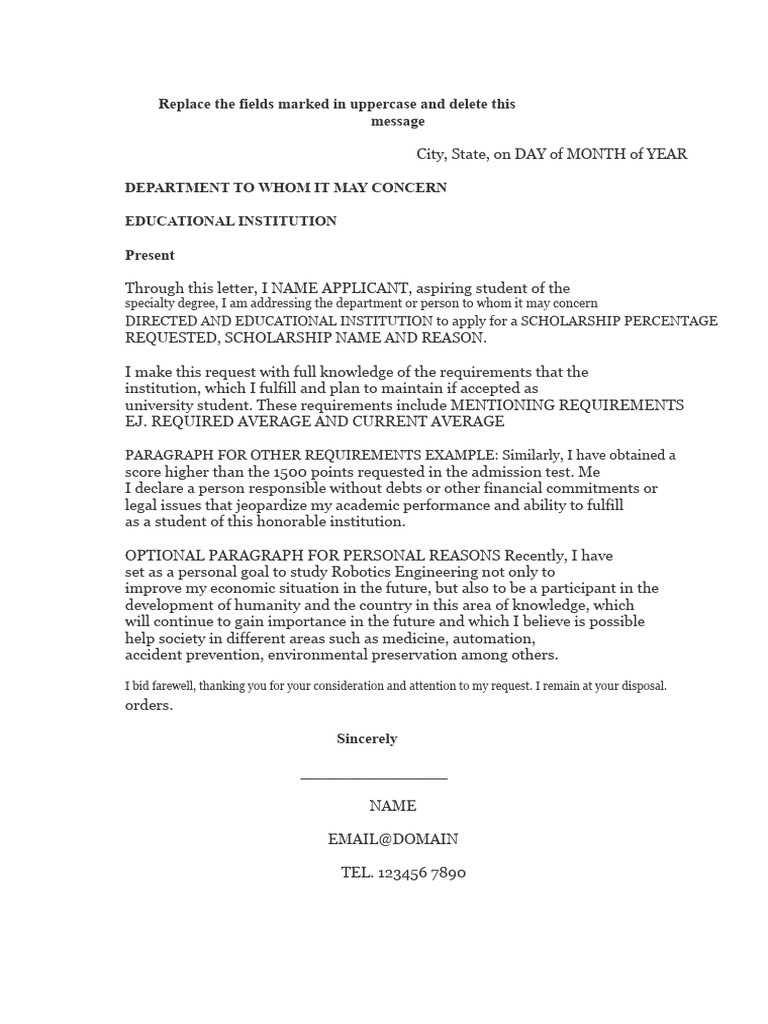 Format-Letter-for-University-Scholarship-Application | PDF
