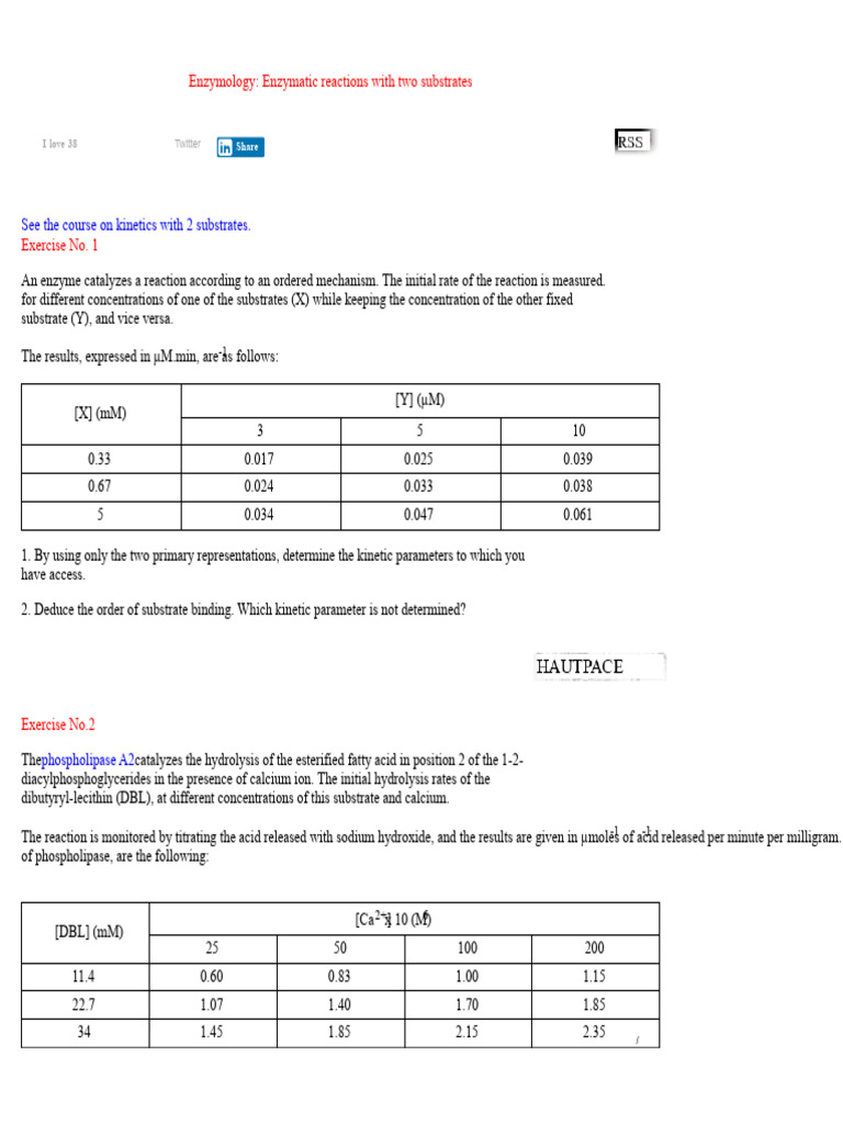 See The Course On Kinetics With 2 Substrates | PDF | Enzyme | Enzyme ...