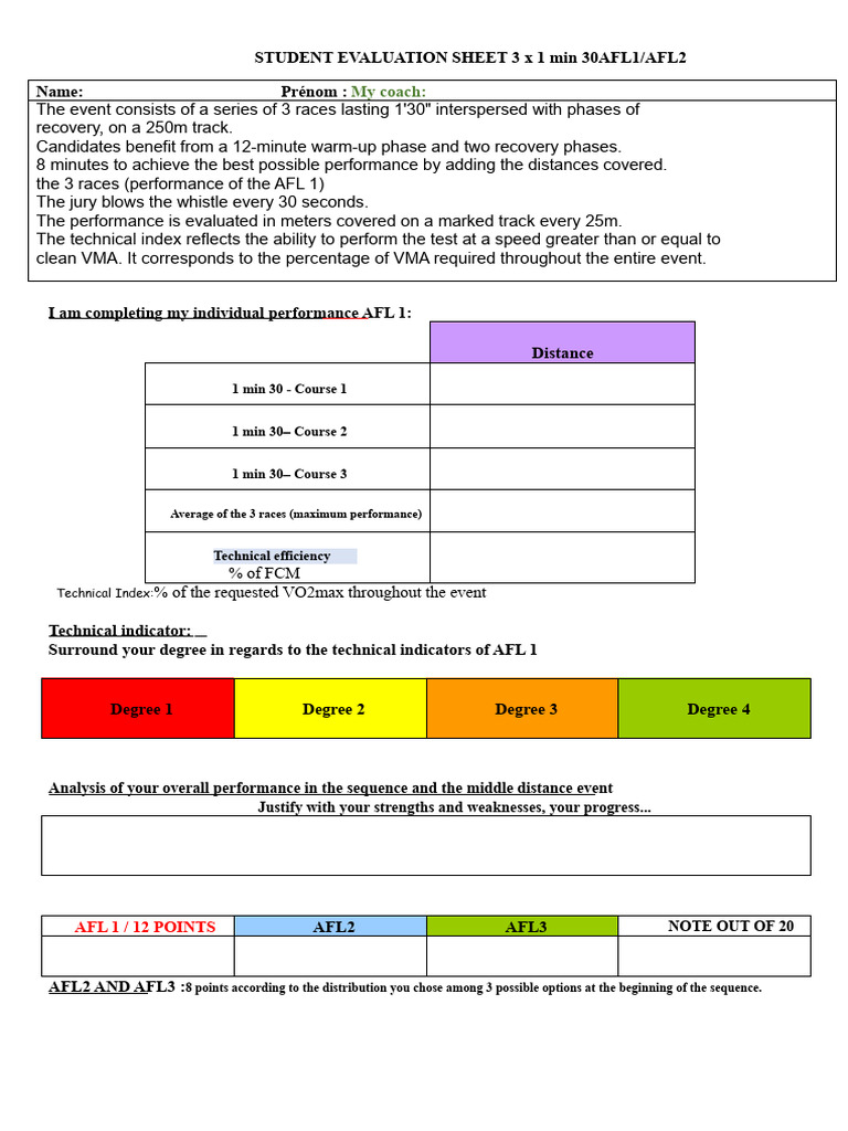 Student Performance Evaluation Sheet | PDF