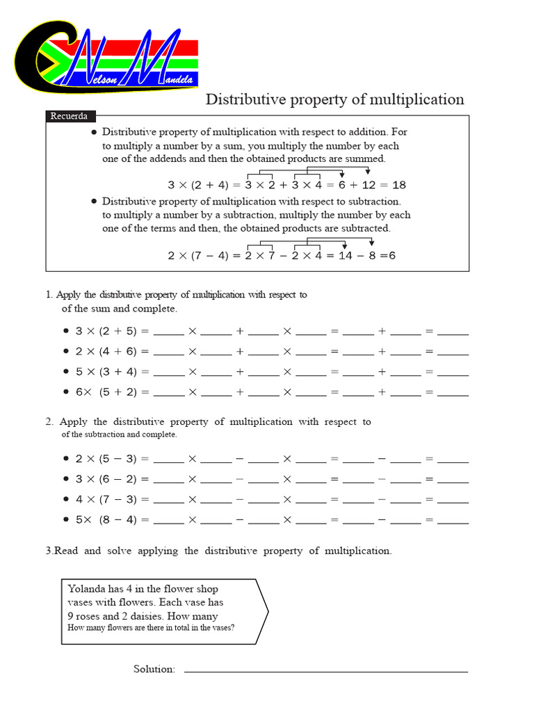 DISTRIBUTIVE PROPERTY OF MULTIPLICATION | PDF