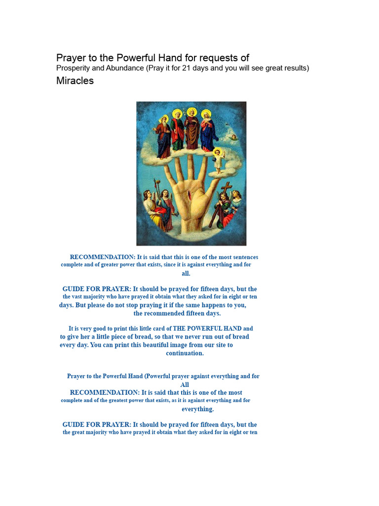 Prayer to The Powerful Hand for Requests of Prosperity and Abundance ...