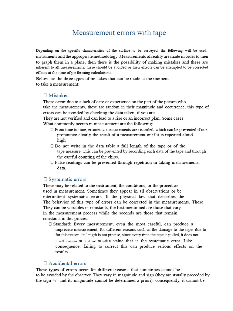 measurement errors with measuring tape | PDF | Observational Error ...