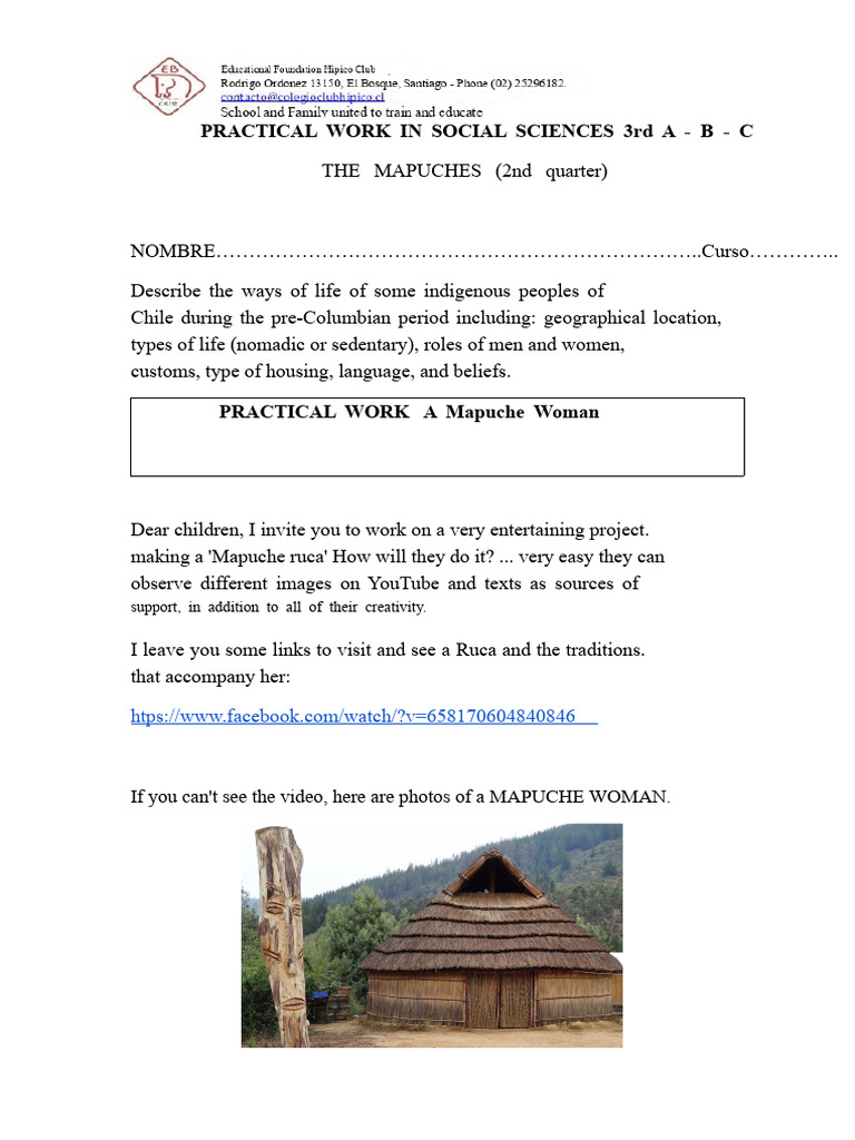 RUBRIC PRACTICAL WORK MAPUCHES | PDF | Indigenous Peoples Of The ...