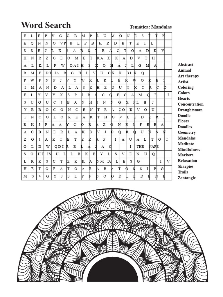 Word Search Mandalas 1 | PDF | Meditation | Mind–Body Interventions