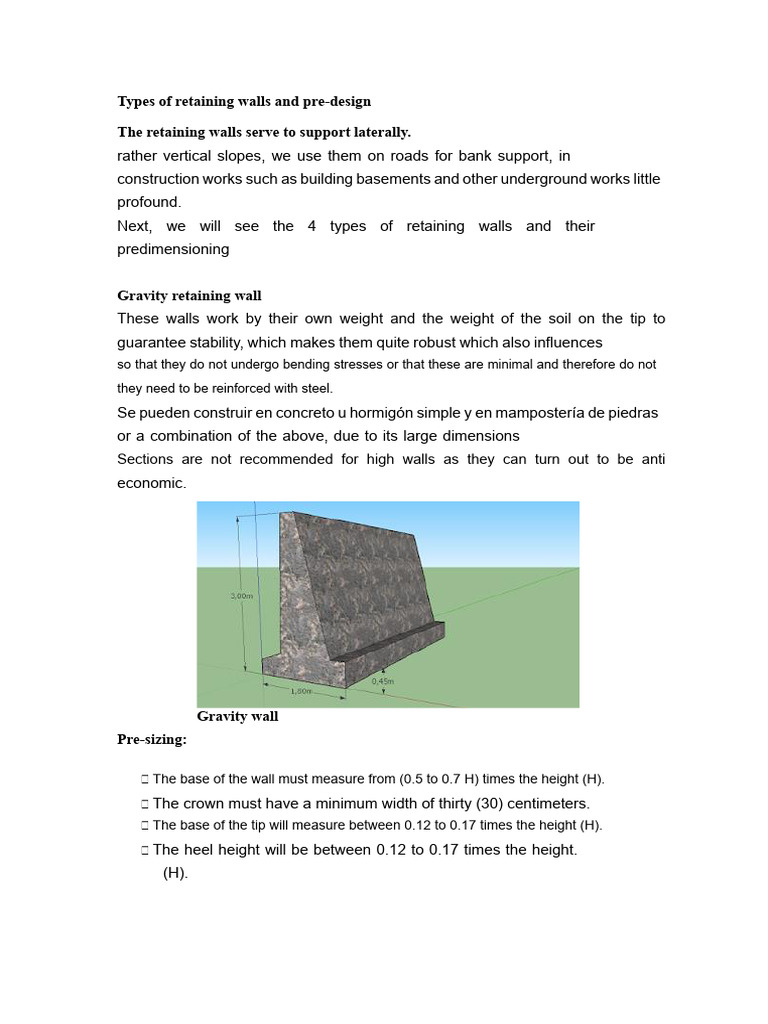 Types of Retaining Walls and Pre-design | PDF | Mechanical Engineering ...