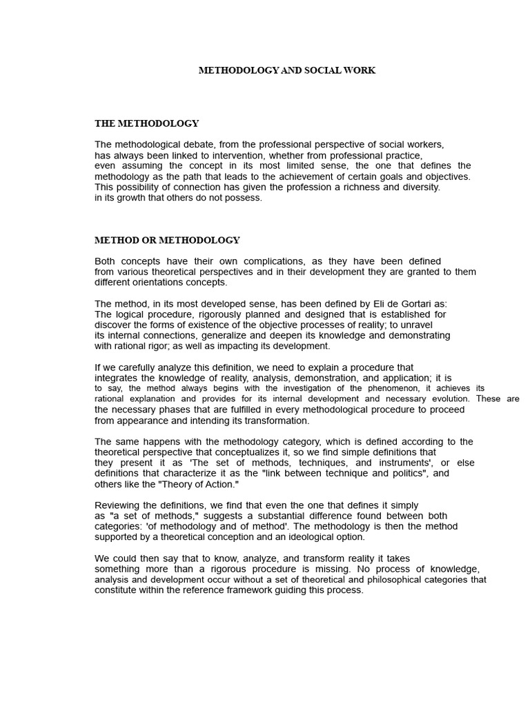 Social Work Methodology Explained | PDF | Methodology | Knowledge