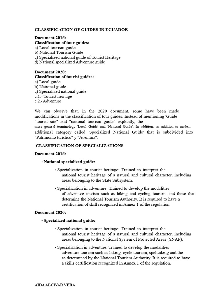 Classification of Guides in Ecuador | PDF | Credential | Certification