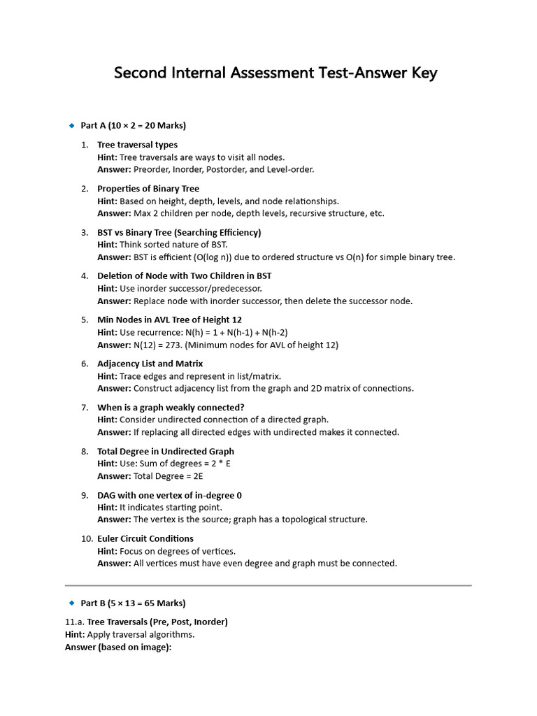 Second Internal Assessment Test- Key | PDF | Vertex (Graph Theory ...