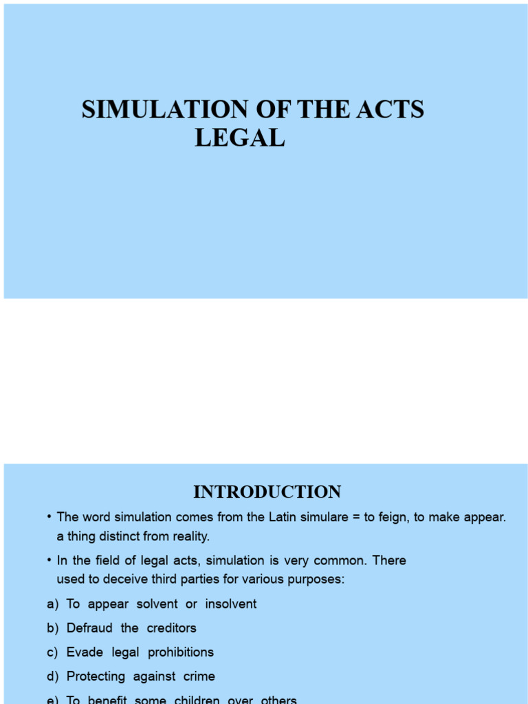PPT 12. Simulation. Legal Act. UCV | PDF | Fraud | Justice