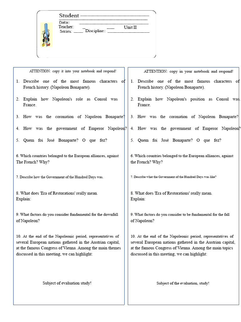 Napoleon activity 8th grade | PDF