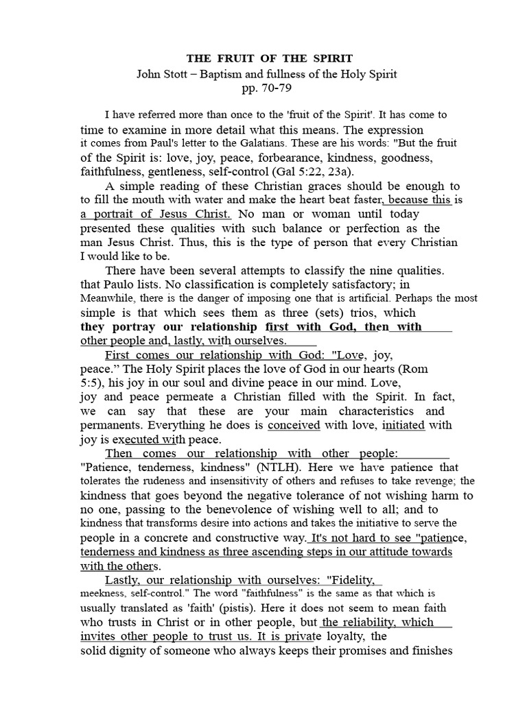 The Fruit of the Spirit - John Stott | PDF | Fruit Of The Holy Spirit ...