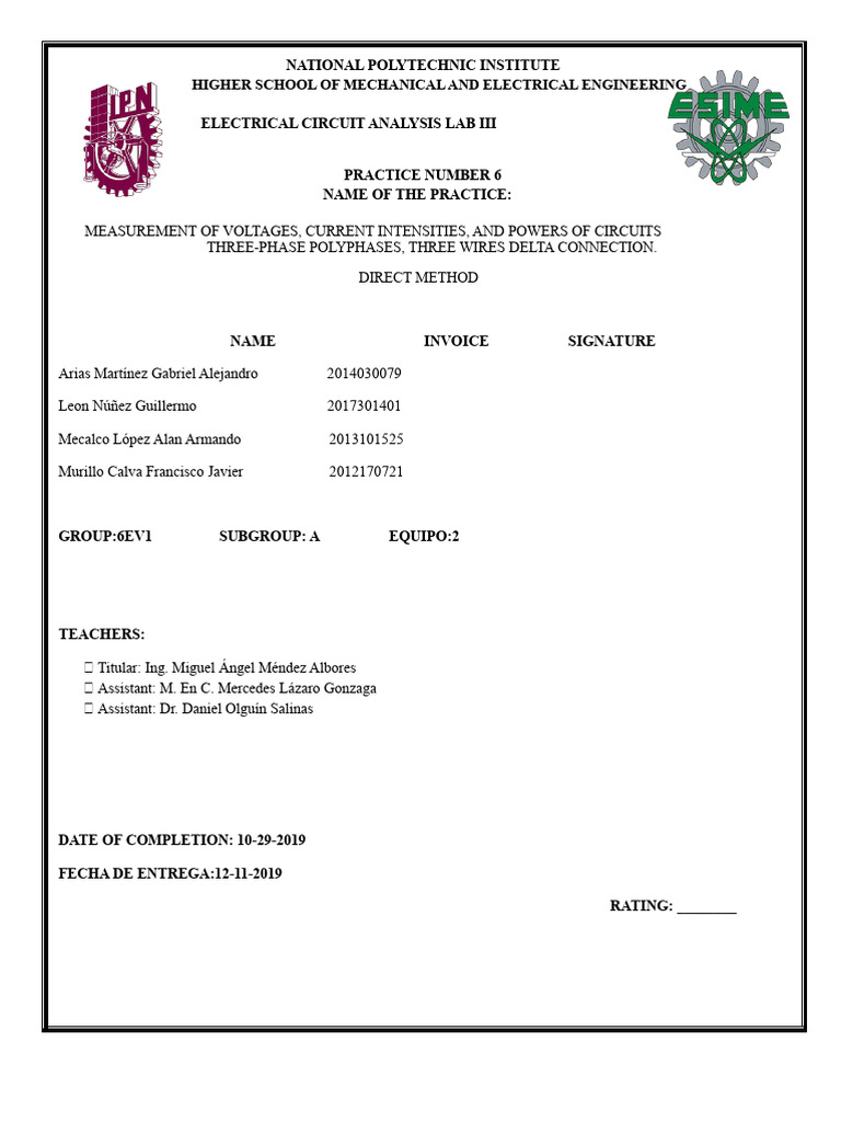 MEASUREMENT OF VOLTAGES, CURRENT INTENSITIES, AND POWER IN THREE-PHASE ...