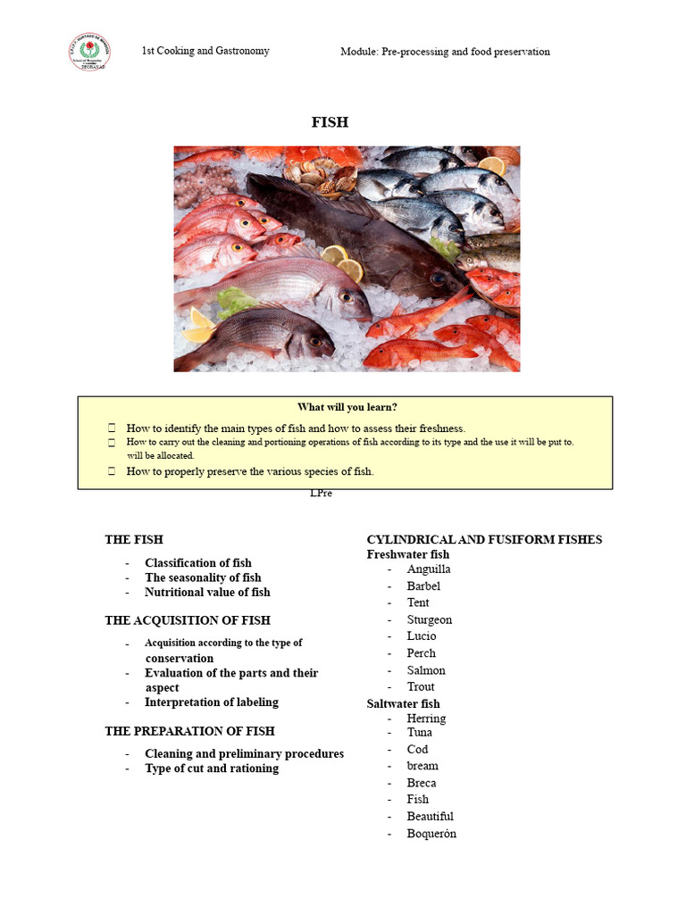 FISH. What you will learn | PDF | Fat | Nutrition