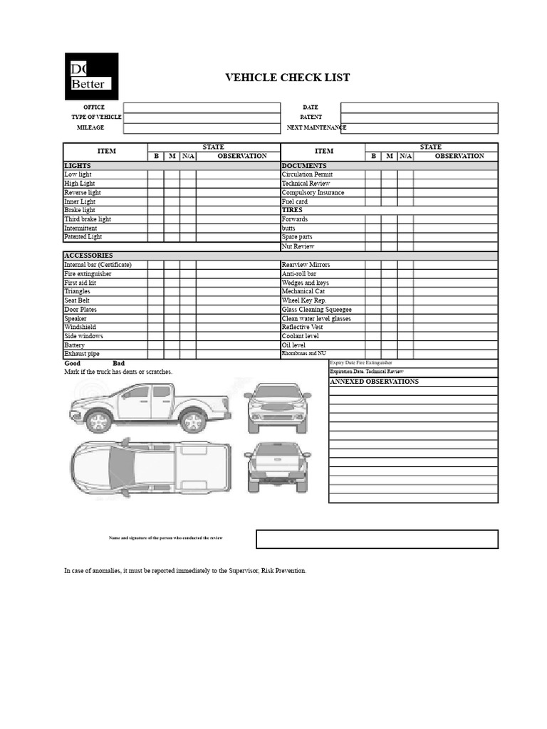 CHECK LIST_VEHICLES | PDF | Vehicles | Car