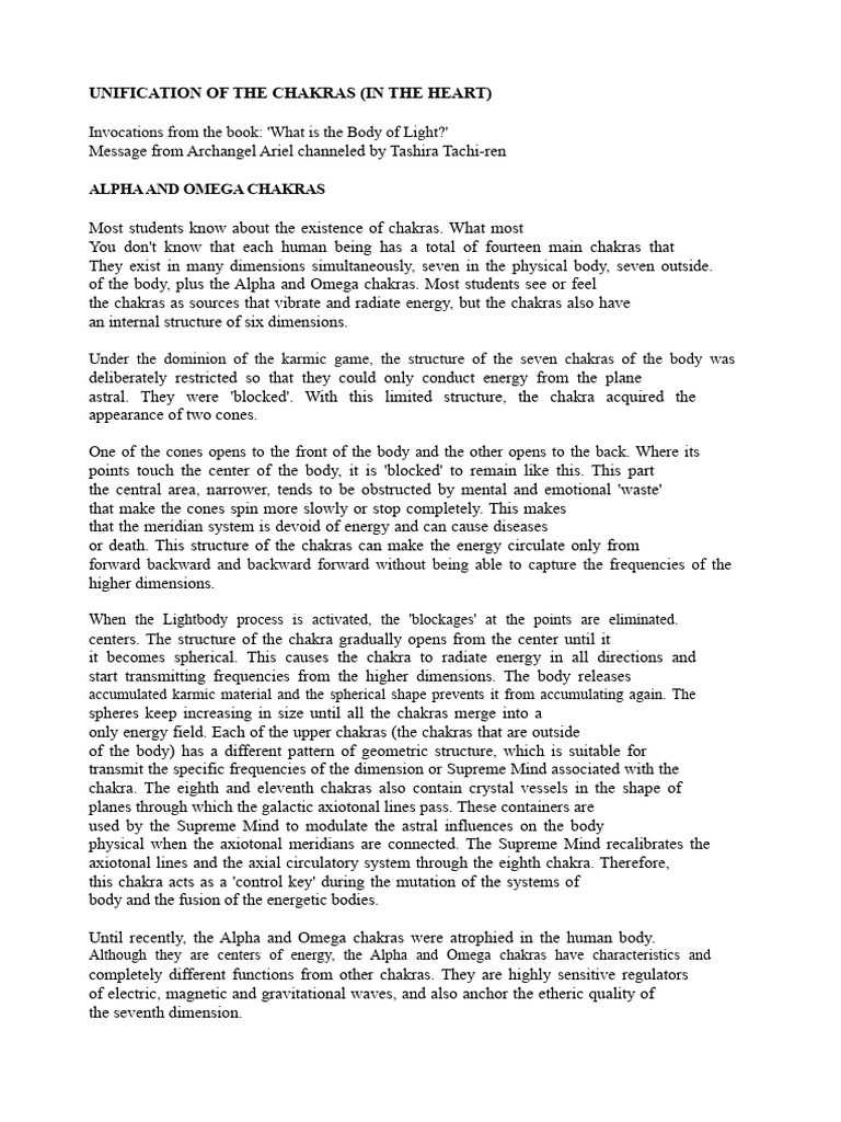 Alpha and Omega Chakras: UNIFICATION OF THE CHAKRAS | PDF | Chakra | Waves