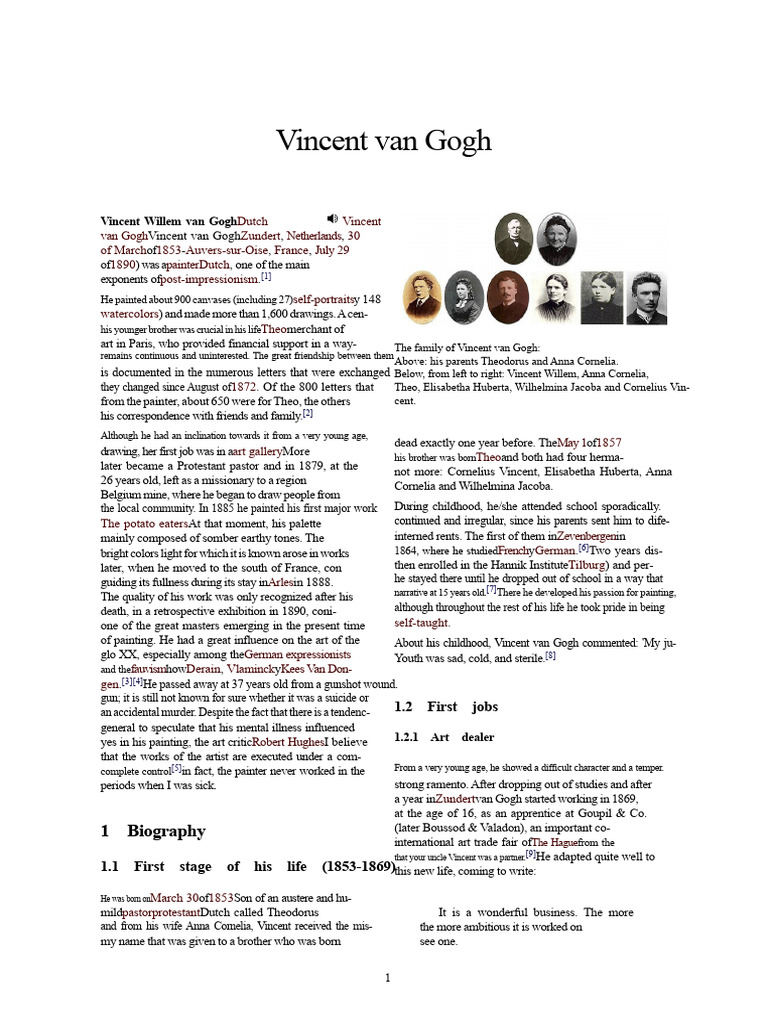 biography (1).pdf | PDF | Vincent Van Gogh | Paintings