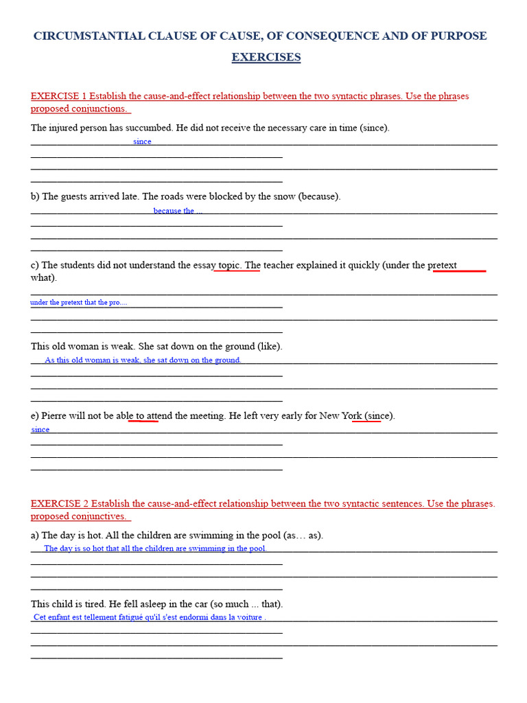 CIRCUMSTANTIAL SUBORDINATE CLAUSE OF CAUSE, CONSEQUENCE AND PURPOSE ...