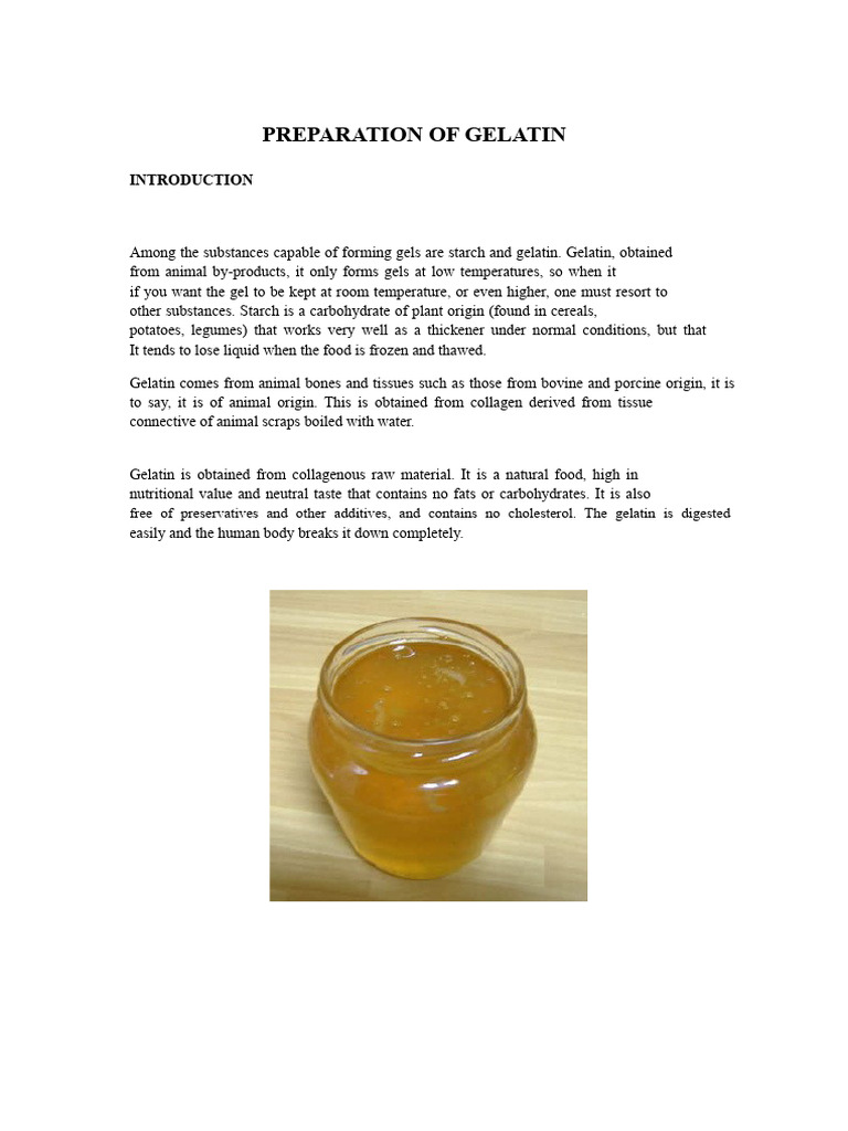 Preparation of Gelatin | PDF | Gelatin | Foods