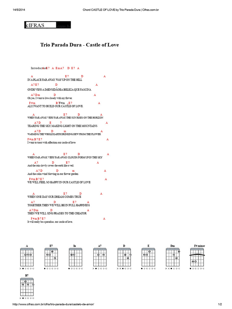 CHORDS CASTLE OF LOVE by Trio Parada Dura _ Cifras.com | PDF | Earth ...