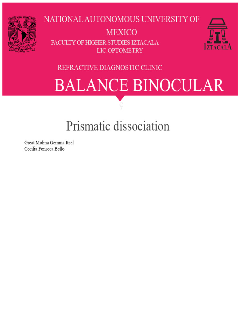 Balance Binocular and Prismatic Dissociation | PDF | Visual Acuity | Eye