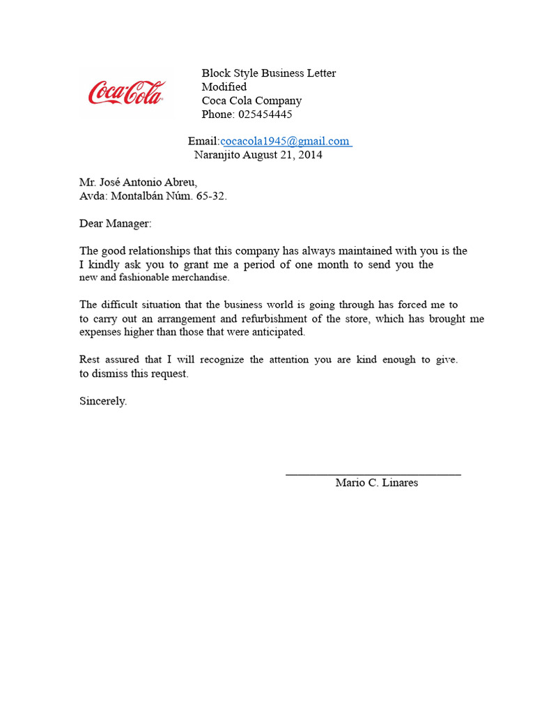 Block Style Business Letter Template | PDF