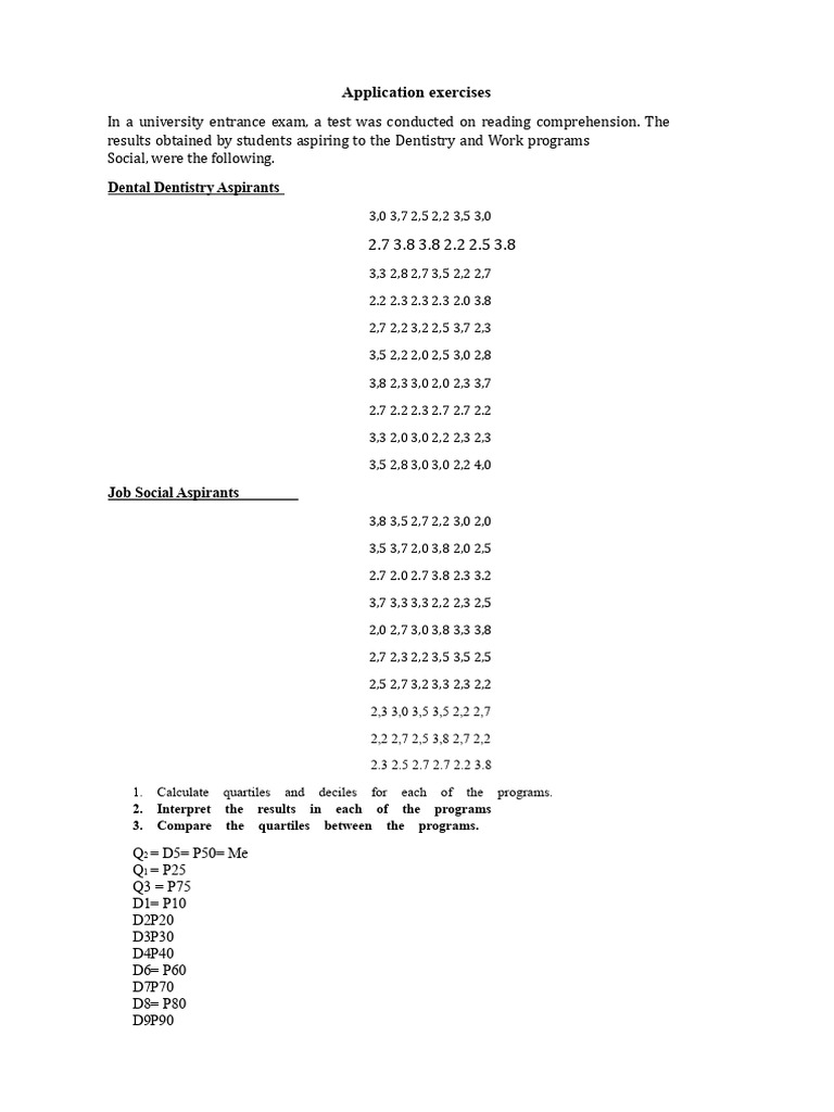 Application exercises - measures of position.docx | PDF