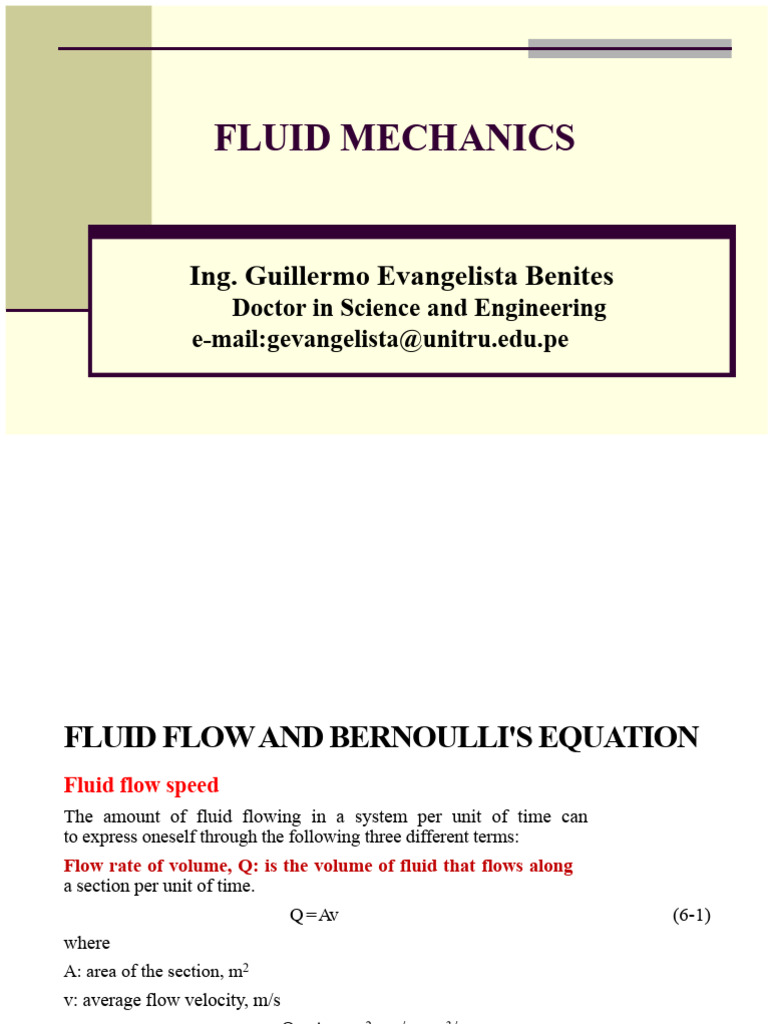 Fluid Mechanics: Flow Rates & Equations | PDF | Fluid Dynamics | Flow ...