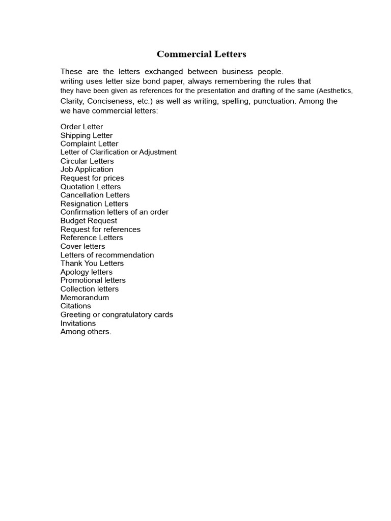 Commercial Letters | PDF | Sales | Advertising