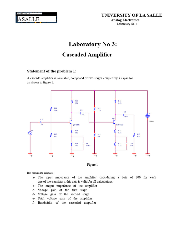 Cascaded Amplifier Lab Report Guide | PDF | Amplifier | Electronic Circuits