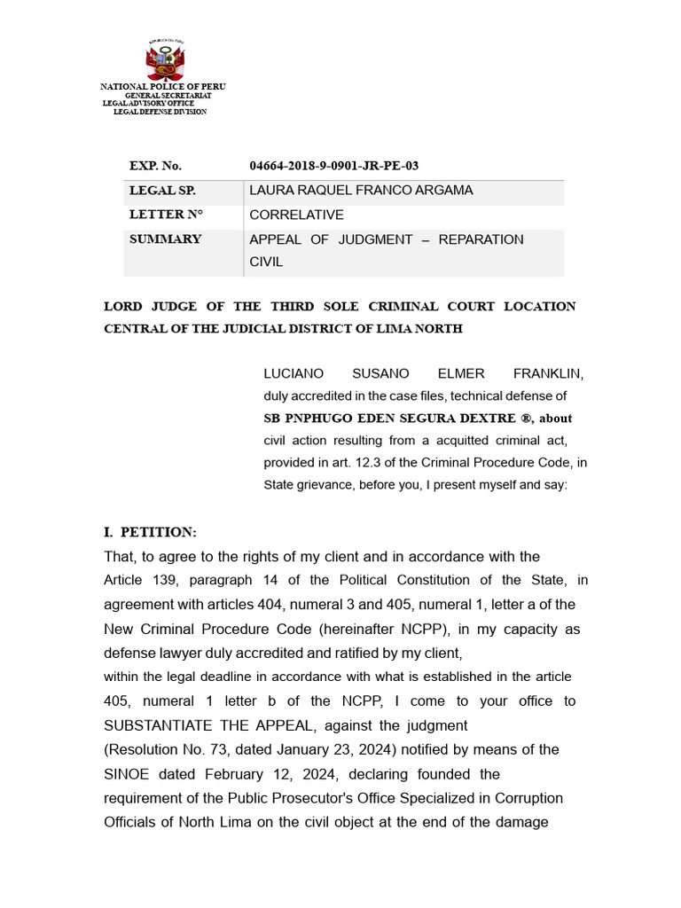Appeal of sentence_civil repair | PDF | Prosecutor | Crimes