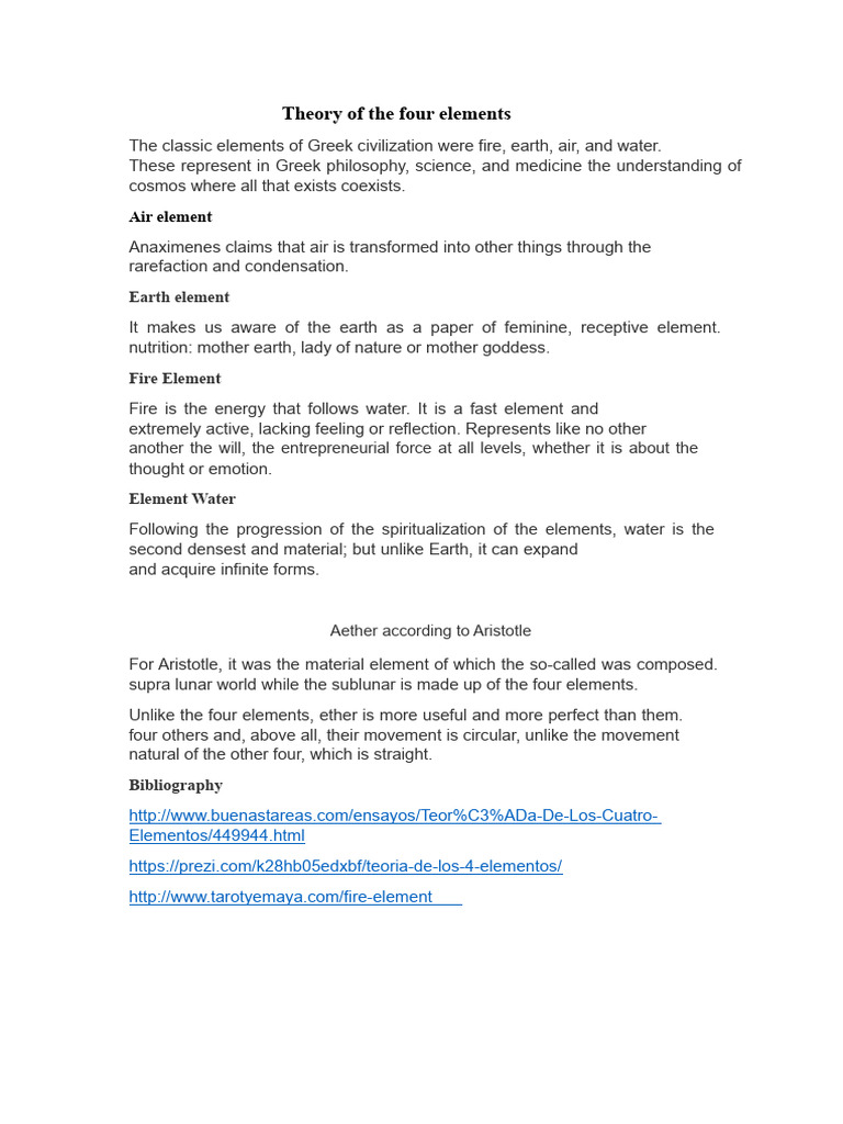 Theory of the four elements | PDF