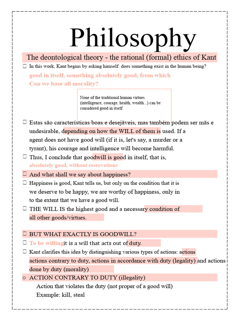 Kant's Deontological Ethics Explained | PDF | Pleasure | Utilitarianism